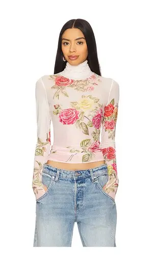 AFRM Zadie Mesh Top - Falling Roses