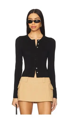 ALL THE WAYS Viola Top Button-front Knit - Black