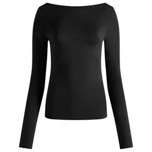 Joah Brown Boatneck Long Sleeve Top - Black