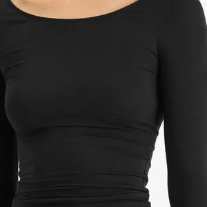 Joah Brown Boatneck Long Sleeve Top - Black