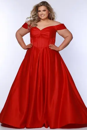 SYDNEY'S CLOSET Sweetheart Neckline Off-the-shoulder A-line Gown