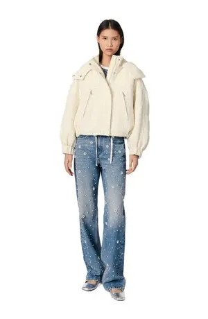 Maje Quilted Tweed Down Jacket