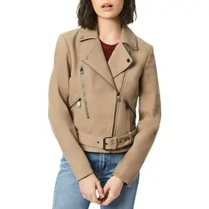 Bernardo Spessa Leather Moto Jacket - Taupe