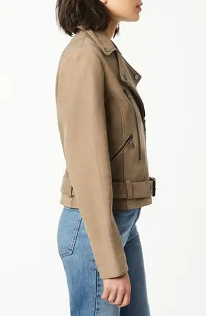 Bernardo Spessa Leather Moto Jacket - Taupe