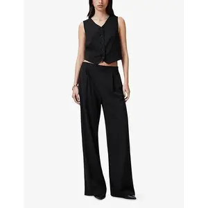ALLSAINTS Aleida Wide-leg Mid-rise Trousers - Black