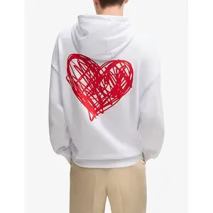 Hugo Brand-print Cotton-jersey Hoody - White