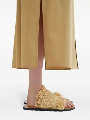 JIL SANDER Flat Raffia Sandals - Neutrals