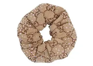 Gucci Crystals Gg Canvas Scrunchie - Brown/camel