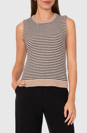 Halogen Stripe Sleeveless Sweater