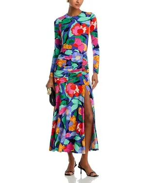 Aqua Abstract Printed Jersey Maxi Dress - Navy Multi
