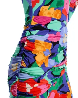 Aqua Abstract Jersey Slit Maxi Dress