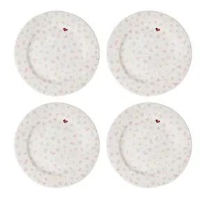 JULISKA Love You More Dessert/salad Plate, Set Of 4 - Pink Multi