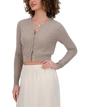POINT Checker Knit Cardigan - Stone