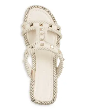 Valentino Garavani Rockstud Espadrille Platform Wedge Sandals - Ivory