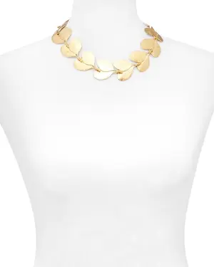 KENNETH JAY LANE Textured Leaf Collar Necklace
