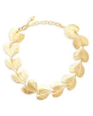 KENNETH JAY LANE Textured Leaf Collar Necklace