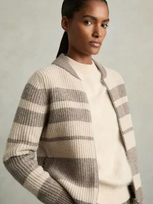 REISS Alexa Wool Striped Cardigan