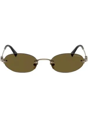 Miu Miu Oval-frame Sunglasses - Gold