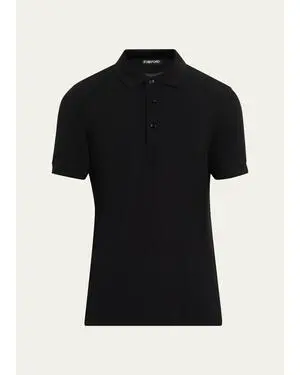 TOM FORD Lyocell Pique Polo Shirt Black