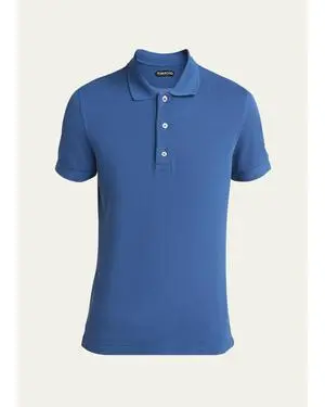 TOM FORD Lyocell Pique Polo Shirt Denim Blue