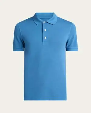 TOM FORD Lyocell Pique Polo Shirt Iris Blue