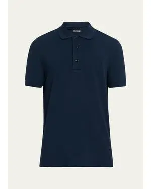 TOM FORD Lyocell Pique Polo Shirt Navy