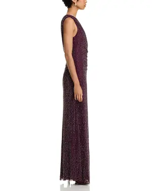 Halston Rafelle Long Dress - Black Raspberry