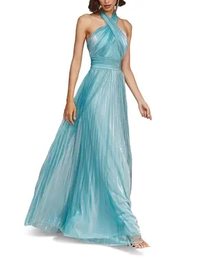 Halston Leilani Pleated Gown