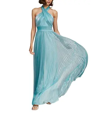Halston Leilani Pleated Gown
