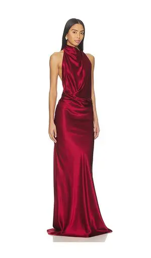 THE SEI Halter Drape Bias Gown - Brick