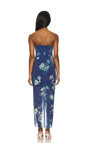 Amanda Uprichard Floral Print Strapless Maxi Dress