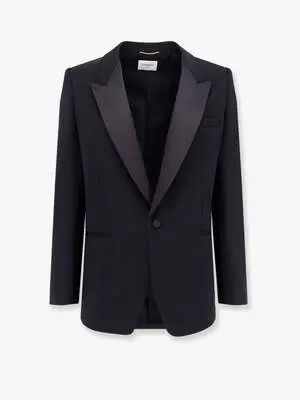 Saint Laurent Certified Wool Blazer With Satin Lapel