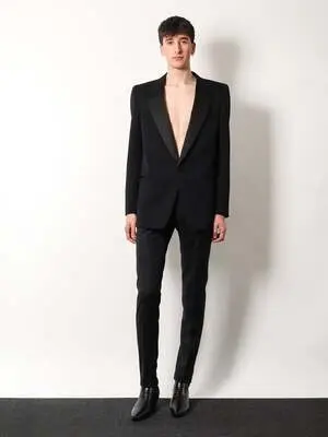 Saint Laurent Certified Wool Blazer With Satin Lapel