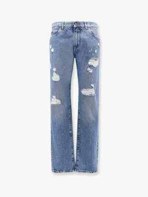 Dolce & Gabbana Cotton Jeans With Ripped Detail