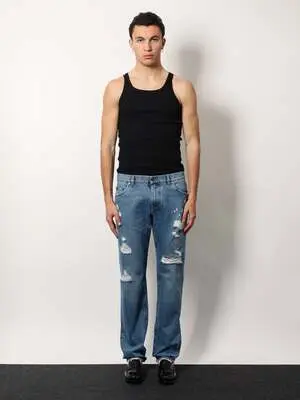 Dolce & Gabbana Cotton Jeans With Ripped Detail