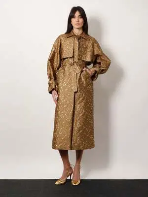 Max Mara Salsa Oversize Jacquard Fabric Trench Coat