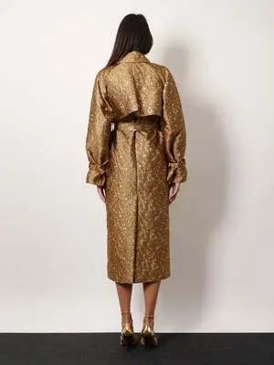 Max Mara Salsa Oversize Jacquard Fabric Trench Coat
