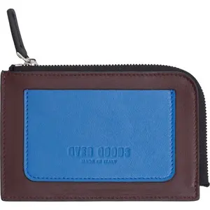 HYER GOODS Upcycled Italian Leather Zip-around Card Wallet - Electric Blue Colorblock