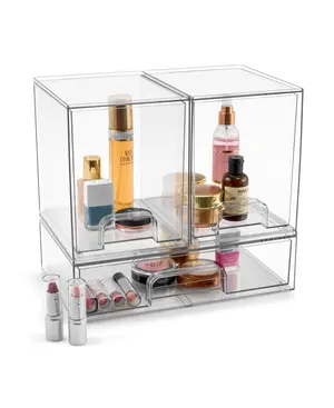 SORBUS 3 Pack Acrylic Drawer Organizers Makeup Case Pull-out Drawers - Clear