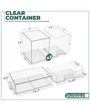 SORBUS 3 Pack Acrylic Drawer Organizers Makeup Case Pull-out Drawers