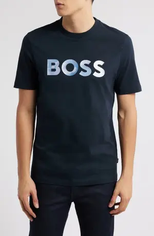 BOSS Thompson Logo Graphic T-shirt - Dark Blue