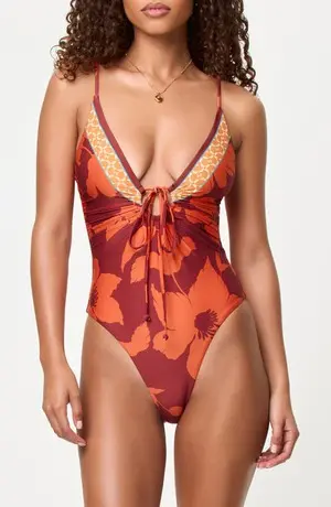 L*Space Piper Classic Keyhole One-piece Swimsuit - Cocobolo