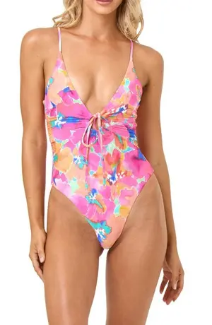 L*Space Piper Classic Keyhole One-piece Swimsuit - Flower Play