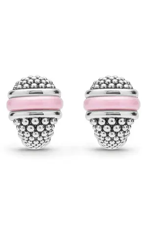 Lagos Caviar Stud Earrings - Pink