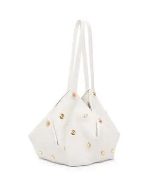 Versace Protea Studded Leather Tote - Porcelain