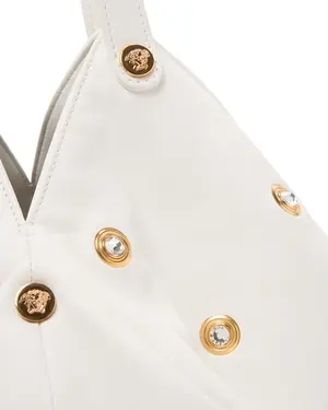 Versace Protea Studded Leather Tote - Porcelain