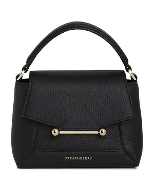 Strathberry Mosaic Nano Embossed Croc Top Handle Bag Black