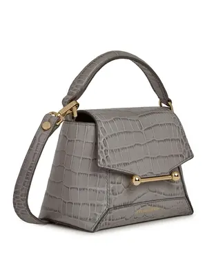 Strathberry Mosaic Nano Embossed Croc Top Handle Bag - Stone