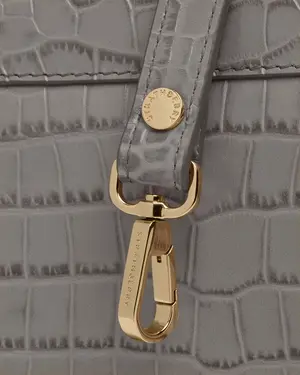 Strathberry Mosaic Nano Embossed Croc Top Handle Bag - Stone