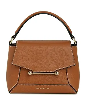 Strathberry Mosaic Nano Embossed Croc Top Handle Bag Tan